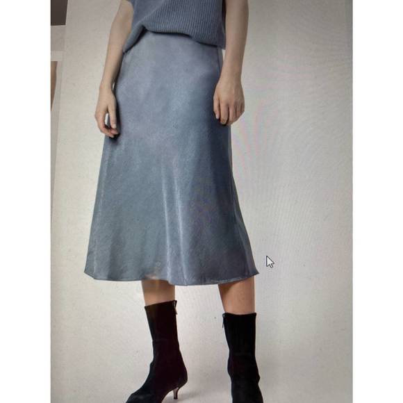 Lilla P | Skirts | New Lilla P Bias Cut Satin Skirt In Slate Blue ...